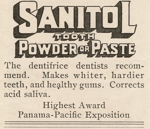 1918 SANITOL Tooth Powder Paste Vintage Print Ad | eBay
