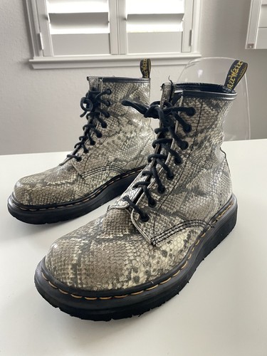 Vintage 90s Dr. Martens DMs Snake Python Pattern Lace Up Combat Boots ...