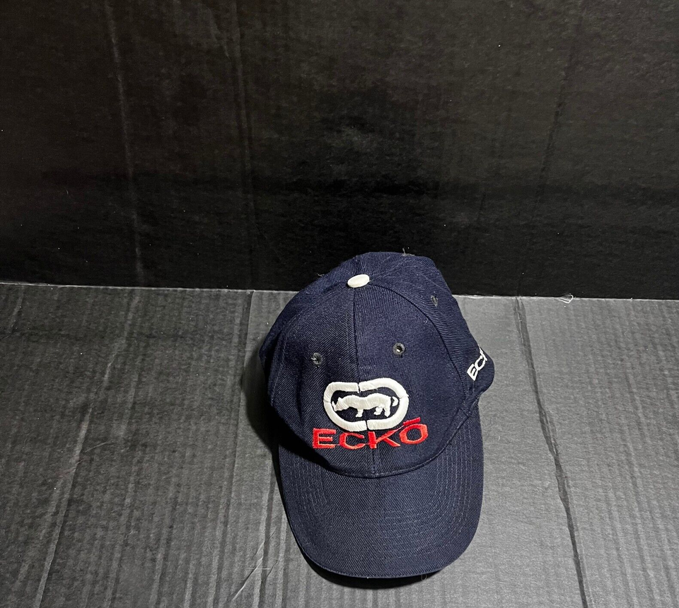 VINTAGE Ecko Hat Cap Mens Strapback Blue 90s Hip Hop Rap Ryno Logo ...