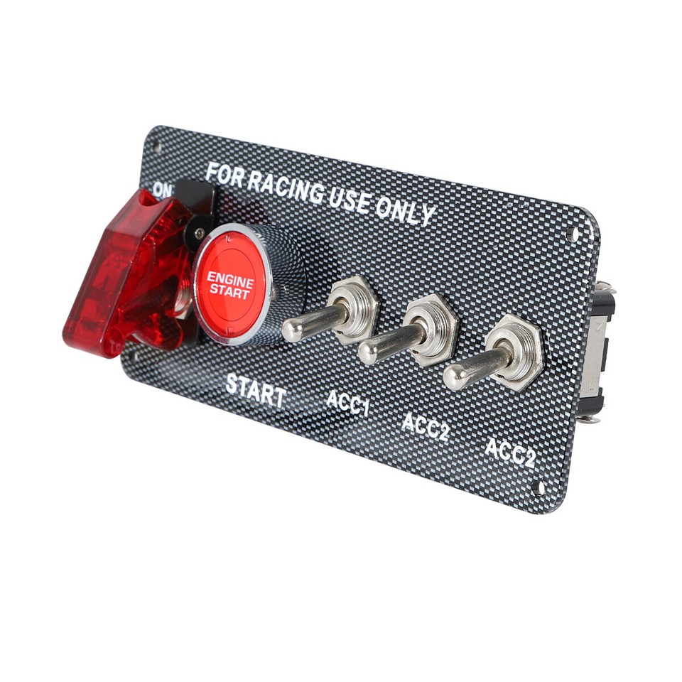 12V Race Car Toggle Ignition Engine Start Push Button Carbon Fiber ...