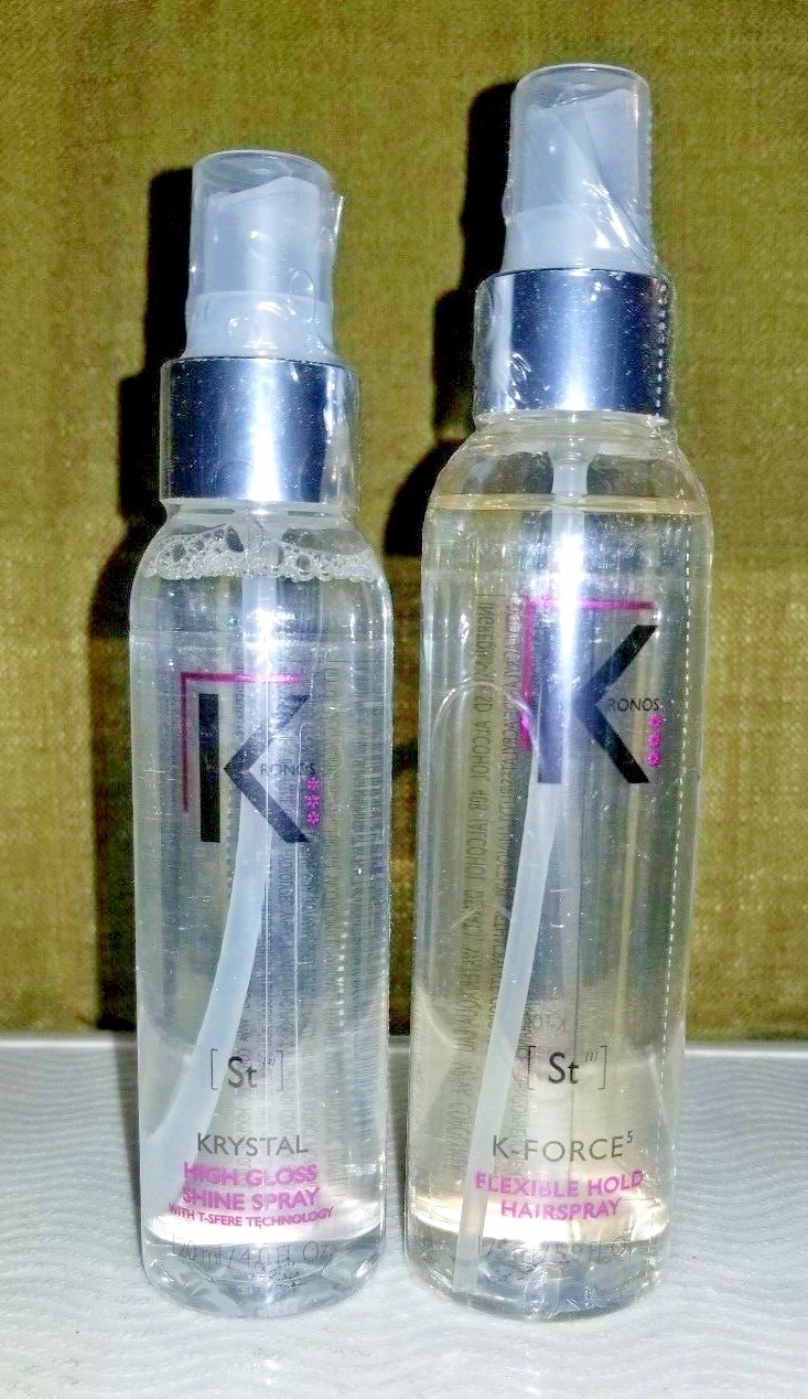 Kronos KRYSTAL High Gloss SHINE SPRAY + K-FORCE Flexible Hold Hairspray ...