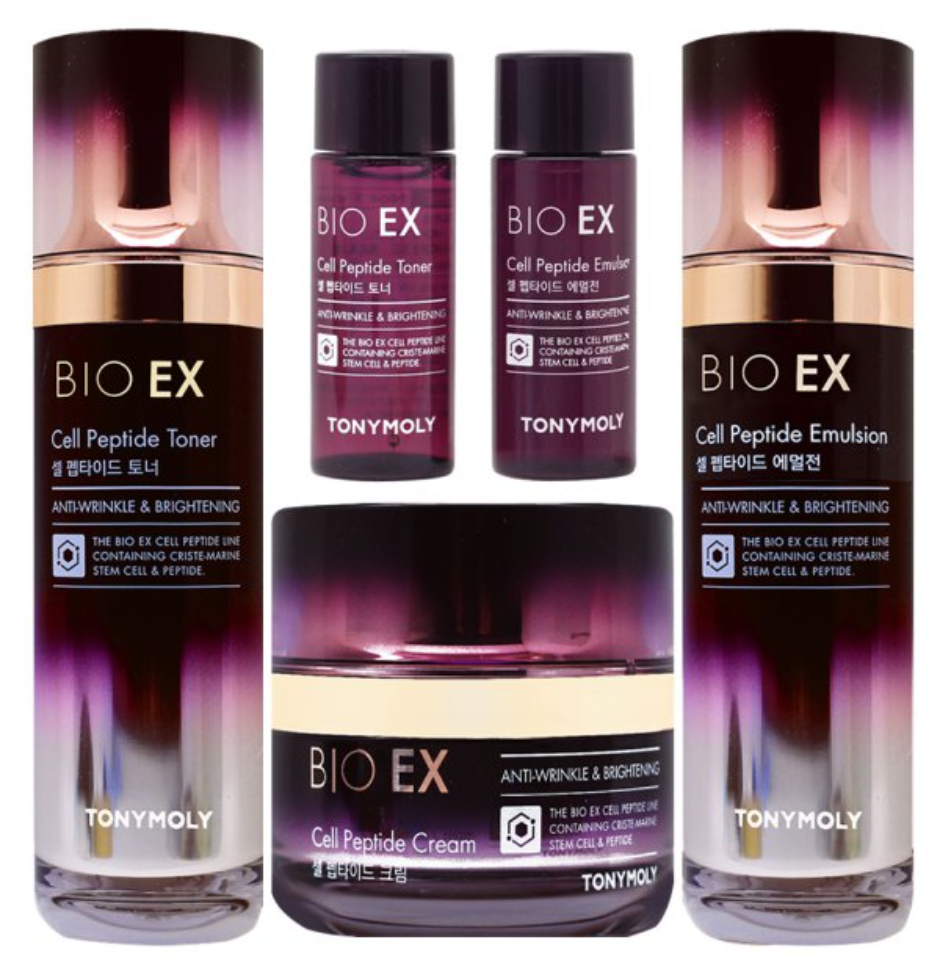 [Tonymoly] BIO EX Cell Peptide Skin Cars Set Toner Emulsion Cream ...