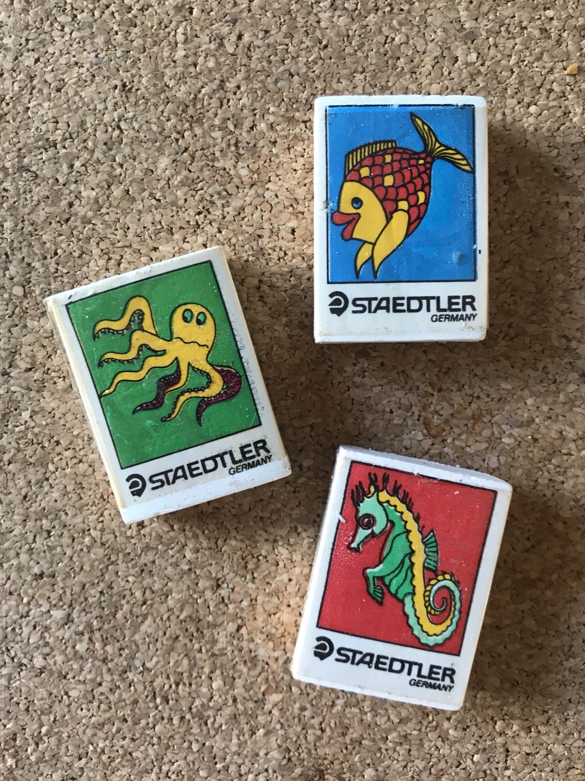 Vintage 80s Staedtler Germany Set of 3 Rubbers Erasers - Fish, Octopus ...