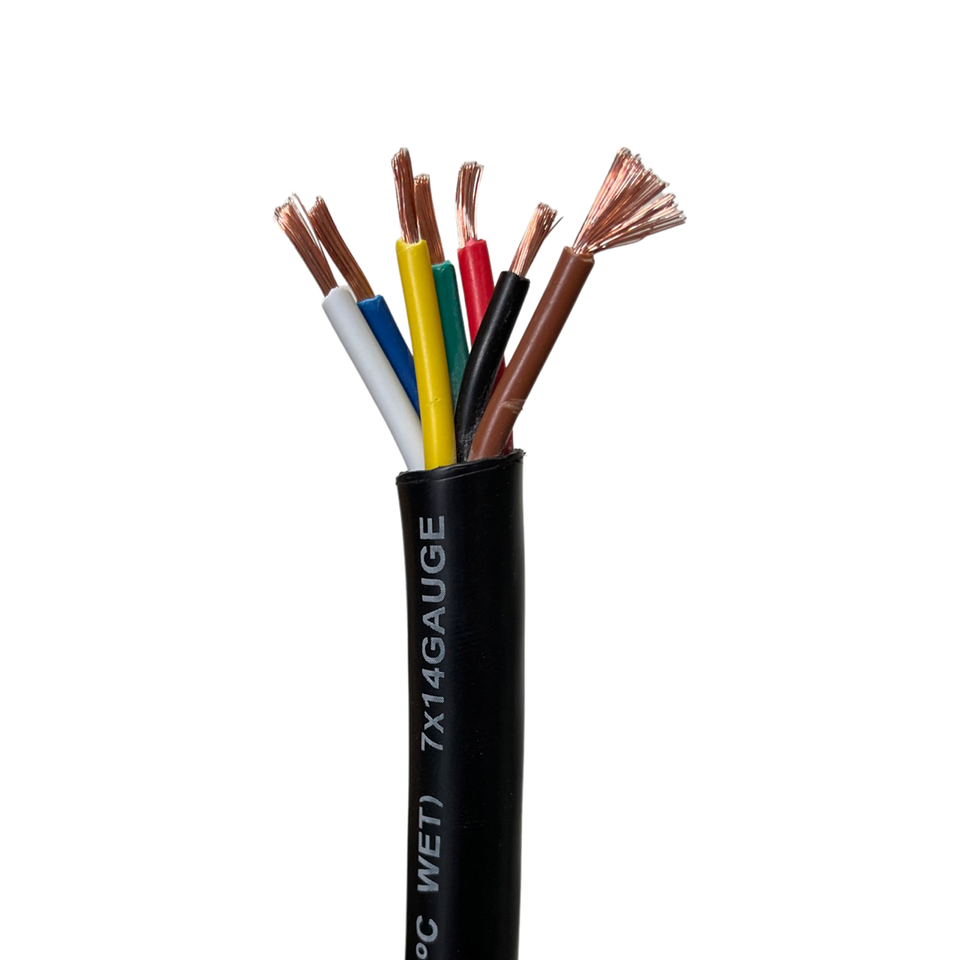 Trailer Wire 14 Gauge Cable Insulated Wiring - 50 Feet 7 Conductor RV ...