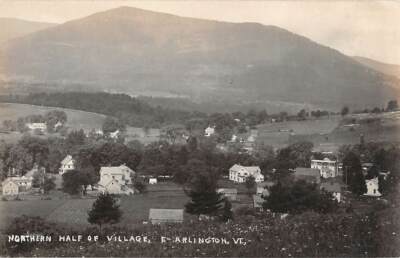 EAST ARLINGTON, VT ~ SOUTHERN HALF OF TOWN OVERVIEW, REAL PHOTO PC ~ c ...