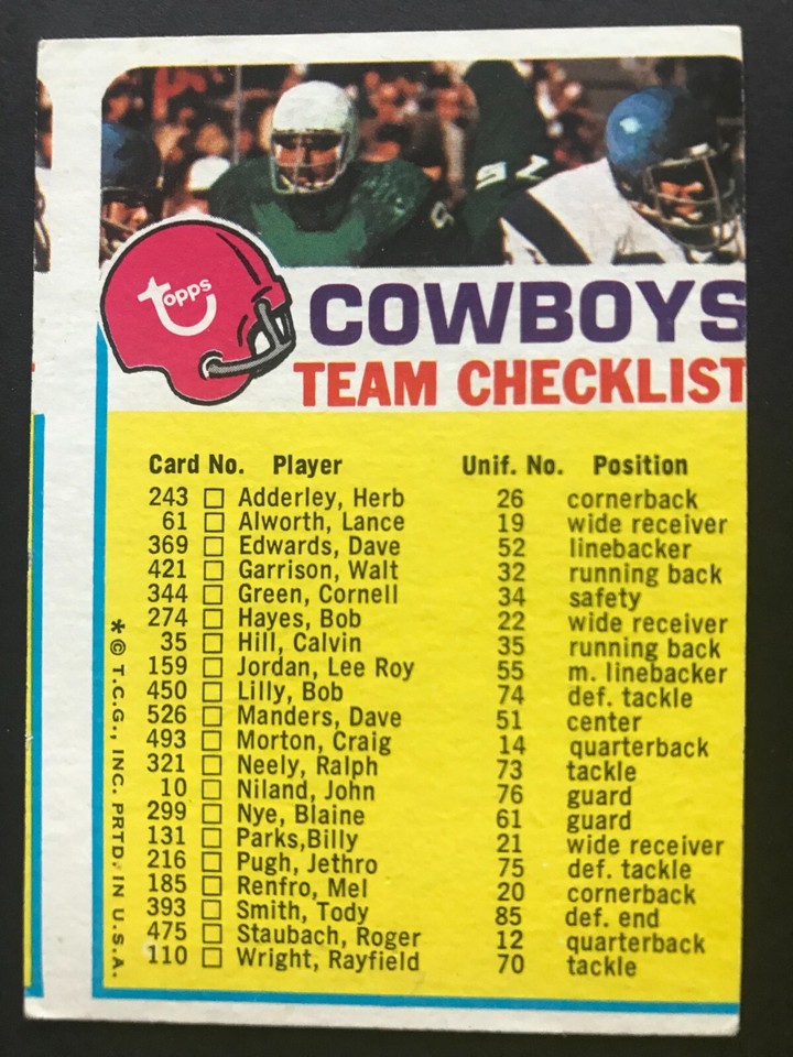 1973 Topps Football Team Checklist - Unmarked - You Pick - Multi-Card ...