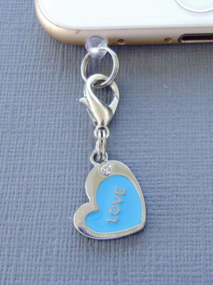 Heart Love Blue Cell Phone Charm Anti Dust Proof Plug Ear Jack C112 | eBay
