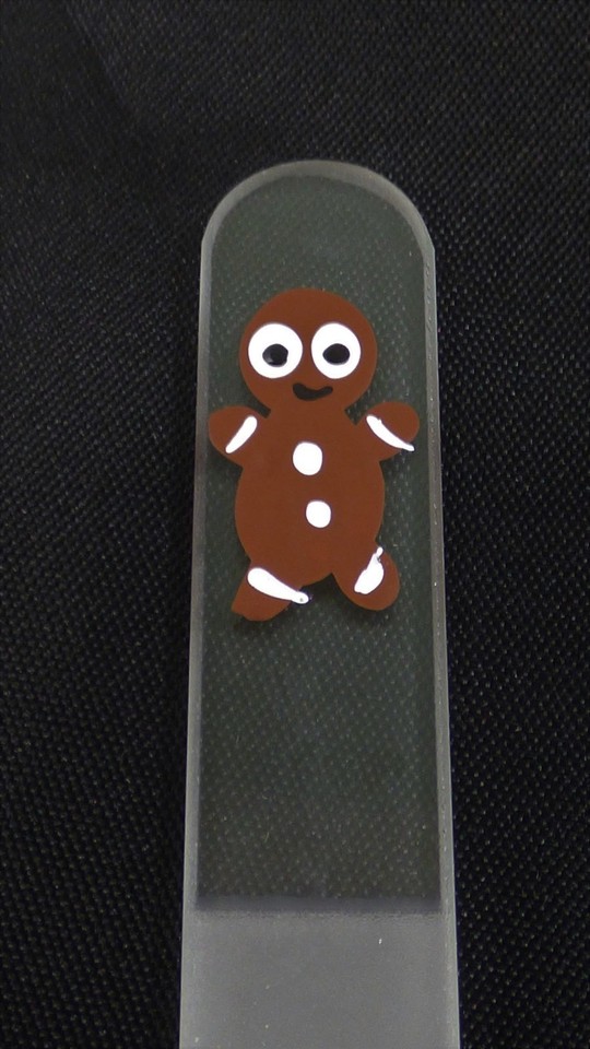 Glass Nail File Gingerbread Man Czech Crystal Hand Painted Medium 5.5 ...