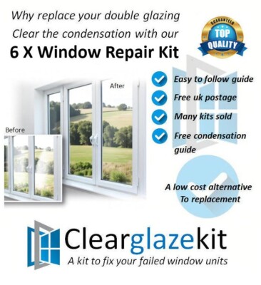 6 x Window Repair kit Clears Moisture Trapped inside Double Glazing ...