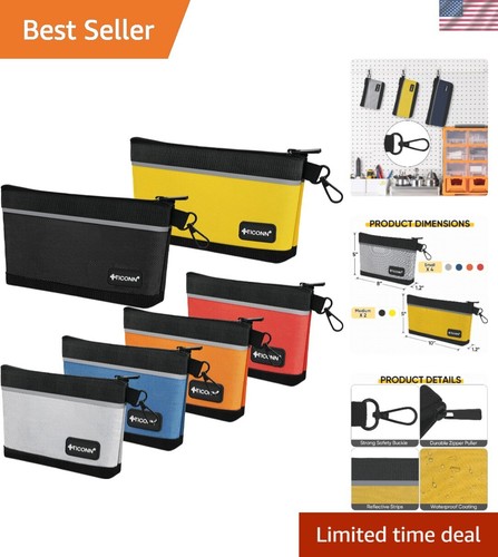 Heavy-Duty Waterproof Tool Pouches - 6 Pack Zipper Utility Bags Combo ...