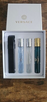 VERSACE 4pc GIFT SET 0.3 oz / 10 ml ea EDT Spray with Travel Case NEW ...