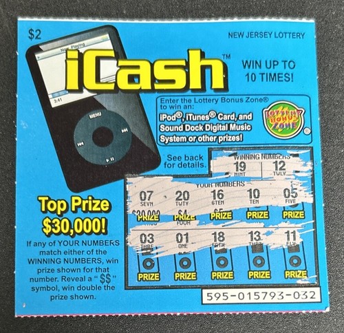 Collectible Losing NJ iCash Scratch Off Lottery Ticket - No Value (Blue ...