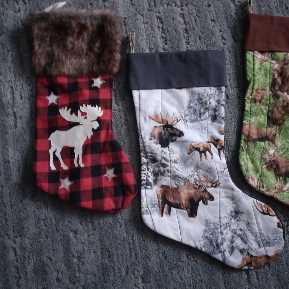 Lot of 5 NEW Holiday/Christmas "Moose" Motif Stockings | eBay