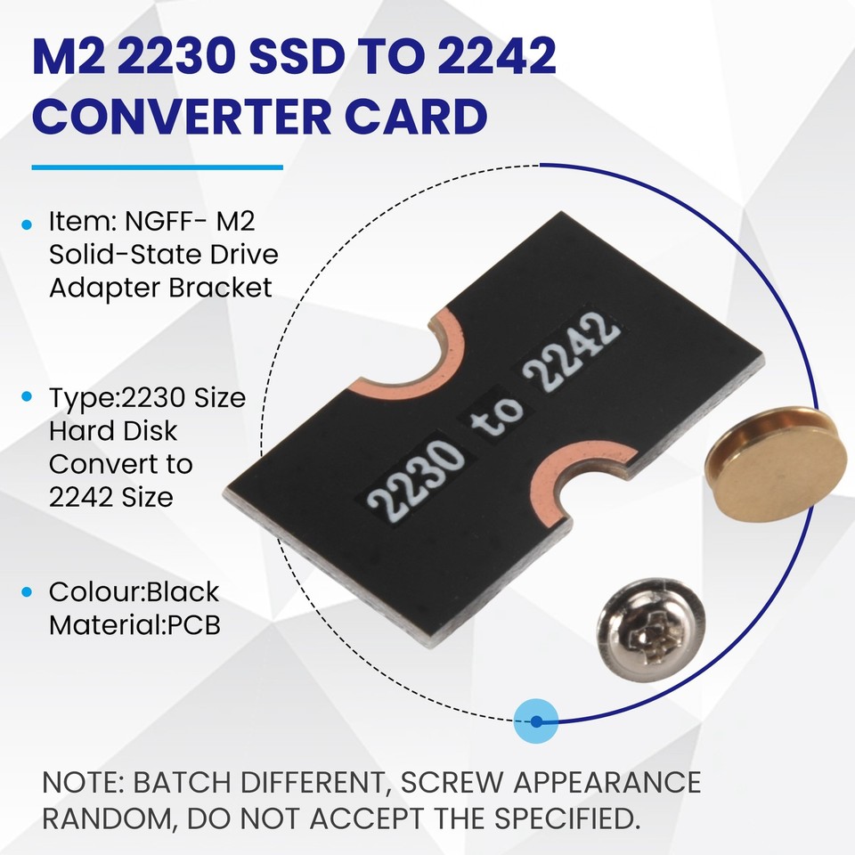 M2 Solid-State Drive Adapter M2 2230 SSD to 2242 Converter Card 2230 ...