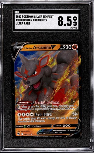 2022 Pokémon Silver Tempest Hisuian Arcanine V Ultra Rare #090 SGC 8.5 ...