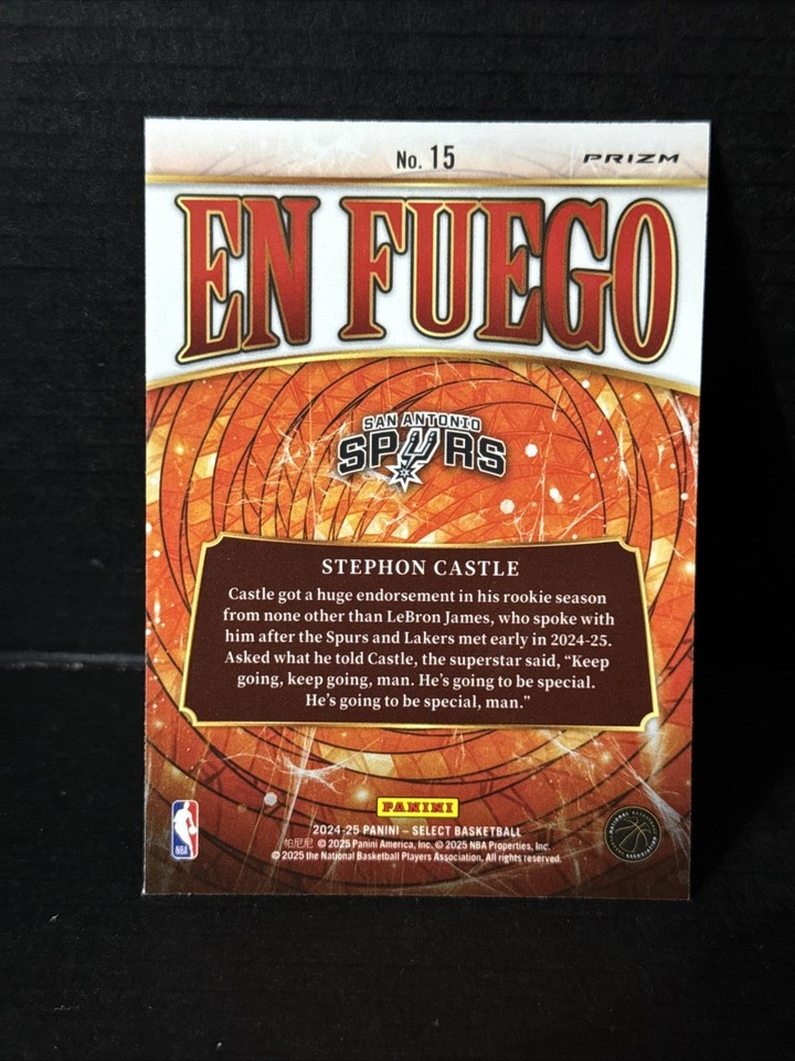 2024-25 NBA Panini Select Stephon Castle Silver Prizm En Fuego Rookie ...