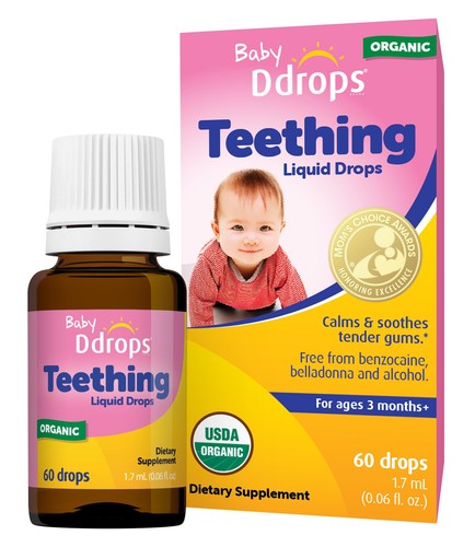 Ddrops Organic Teething Drops, 60 Drops, Calms Tender Gums, 3 Months ...