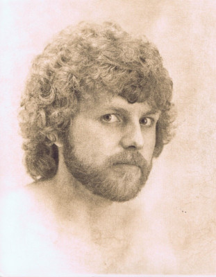 Hendrickson Original Photo B&W PORTRAIT HANDSOME CURLY HAIR BEARDED MAN ...