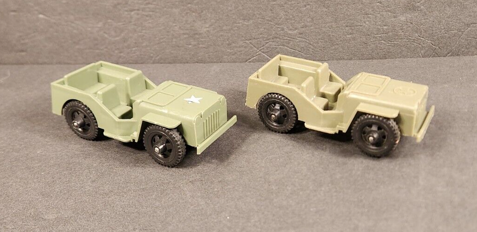 LOT OF 2 VINTAGE TIM-MEE TOY ARMY MILITARY 5" JEEPS AURORA ILLINOIS ...