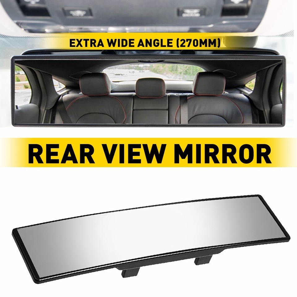 Mirror 270MM Wide Angle Convex Interior Clip On Rear View HD Clear ...