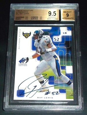 BGS 9.5 Gem Mint HOF Ray Lewis Auto 1999 SP Signature Edition Signed ...