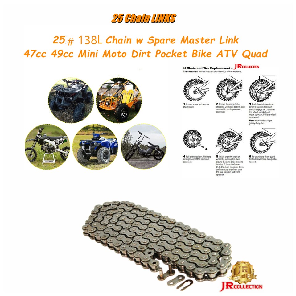 25 chain 138 Link Pocket Rocket Mini Bike Atv 33Cc 43Cc 47Cc 49Cc New ...