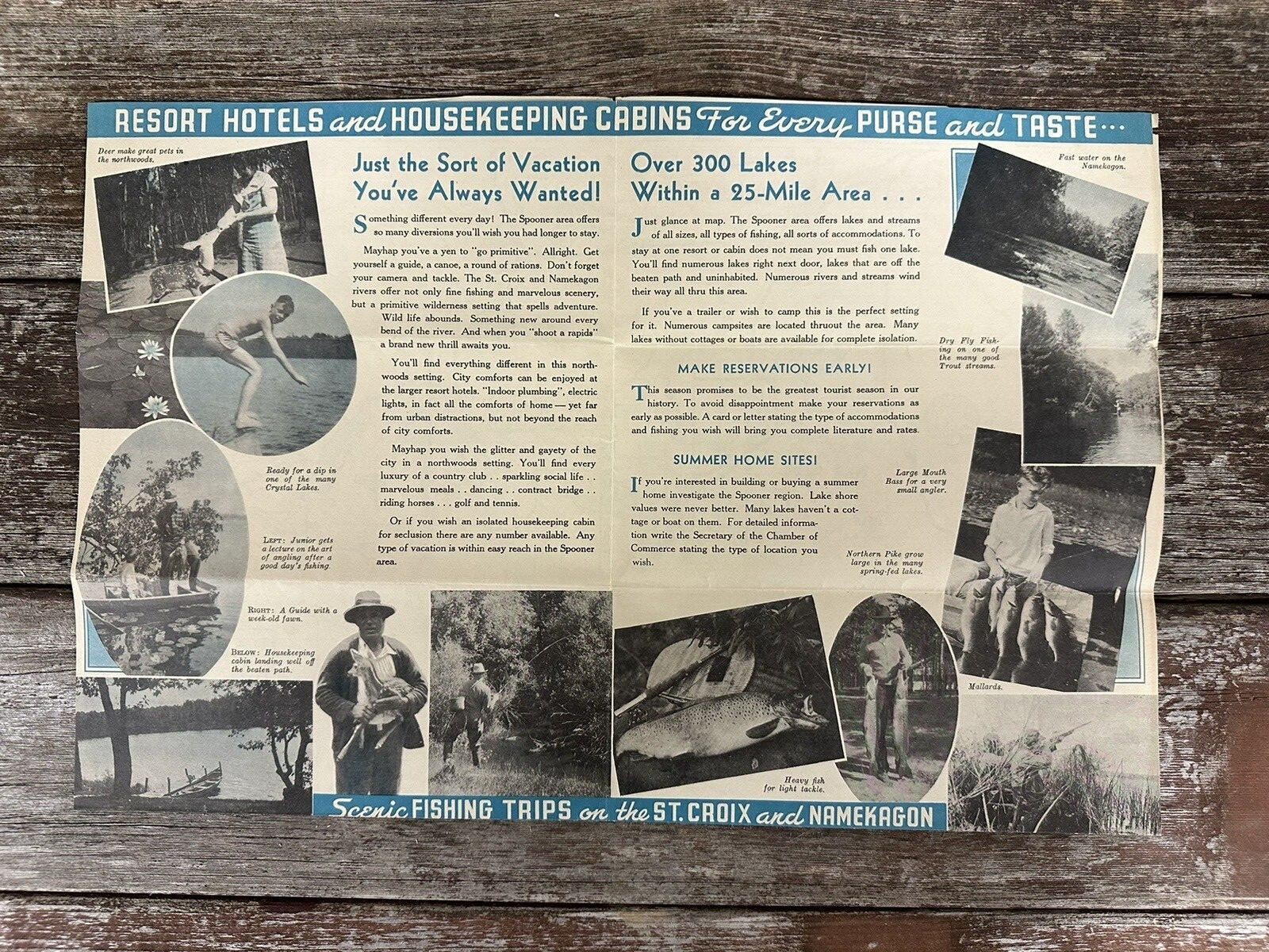 SPOONER WISCONSIN VACATION MAP / BROCHURE - CIRCA 1940’s RARE ORIGINAL ...