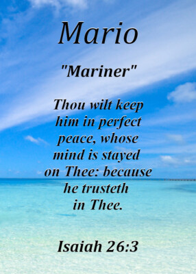 Mario "Mariner" Keepsake Name Meaning Card with Bible Verse | eBay