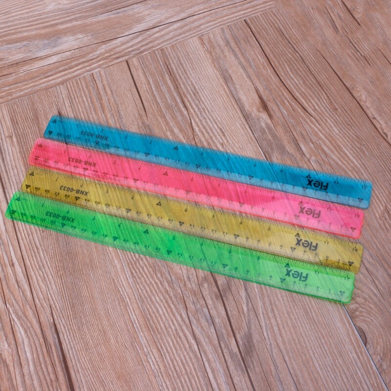Transparent Ruler Dual-scale Plastic Straight Ruler Flexible Bendable ...