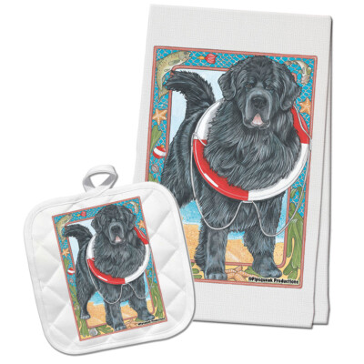 Newfoundland Newfie Kitchen Dish Towel and Pot Holder Gift Set | eBay