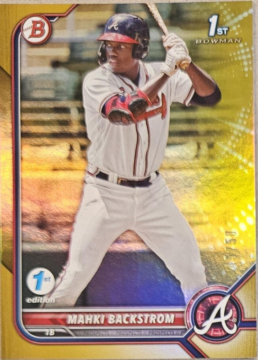 2022 Bowman 1st Edition - Mahki Backstrom #BPPF-121 Gold Foil /50 (RC ...