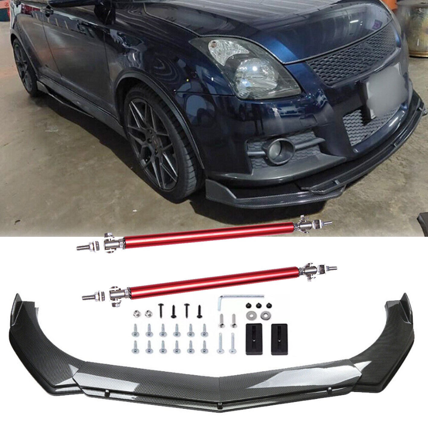 For Suzuki Swift 00-22 Carbon Front Bumper Splitter Spoiler Body Kit ...