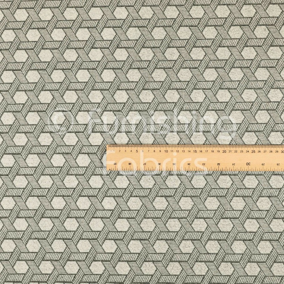 Modern Geometric Hexagon Pattern Wool Textured Grey Upholstery ...