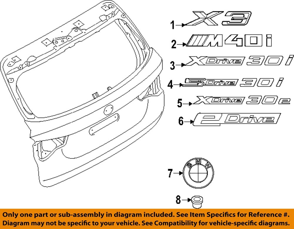 BMW Genuine X3 Series G01 Rear Trunk Lid Emblem Badge 7499154 for sale ...