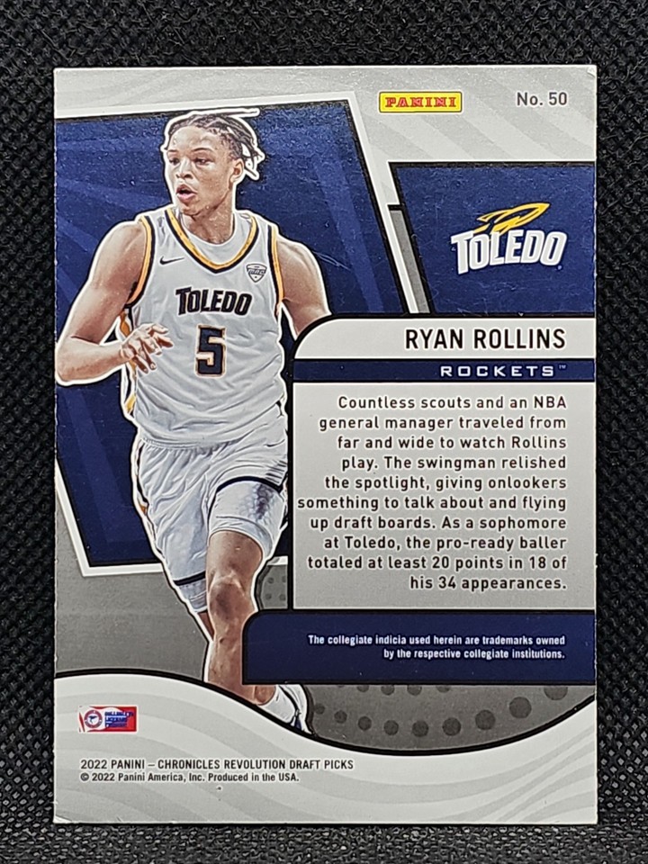 2022 Panini Chronicles Draft Picks Ryan Rollins Toledo Revolution ...