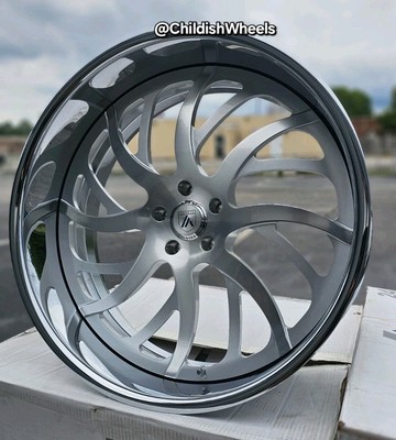 24" Inch Brushed Face Chrome Lip Asanti AF862 5x120 5x4.75 2pc Wheels ...