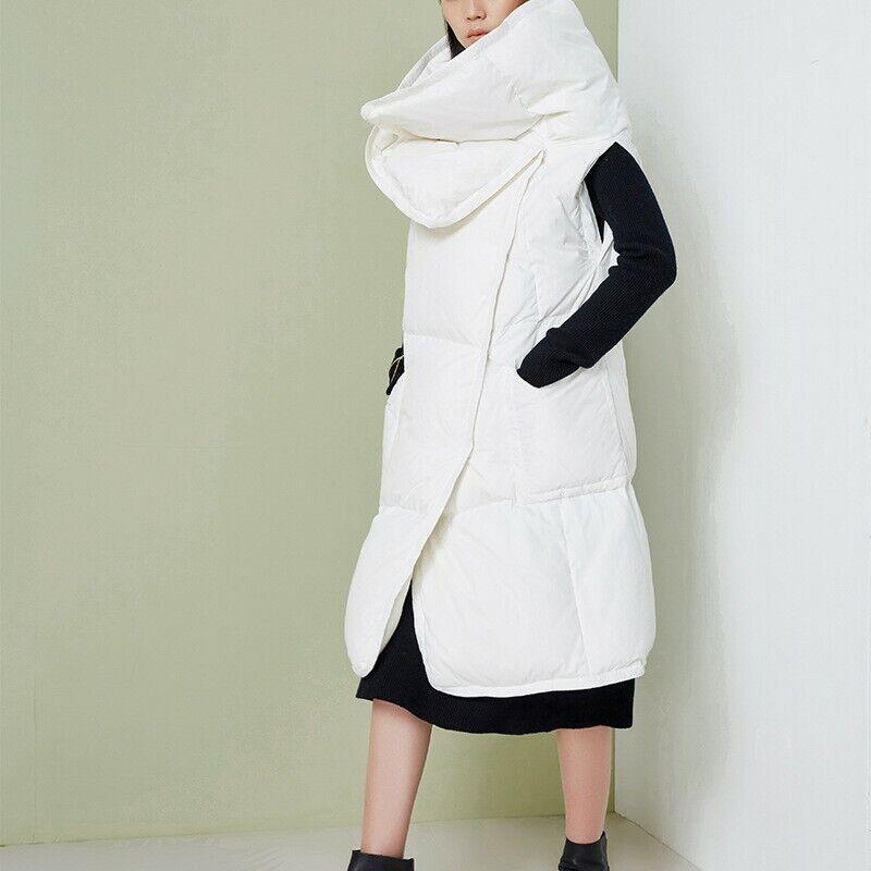 Women Winter Puffer Down Cape Jacket Vest Mid Length Warm Designer ...