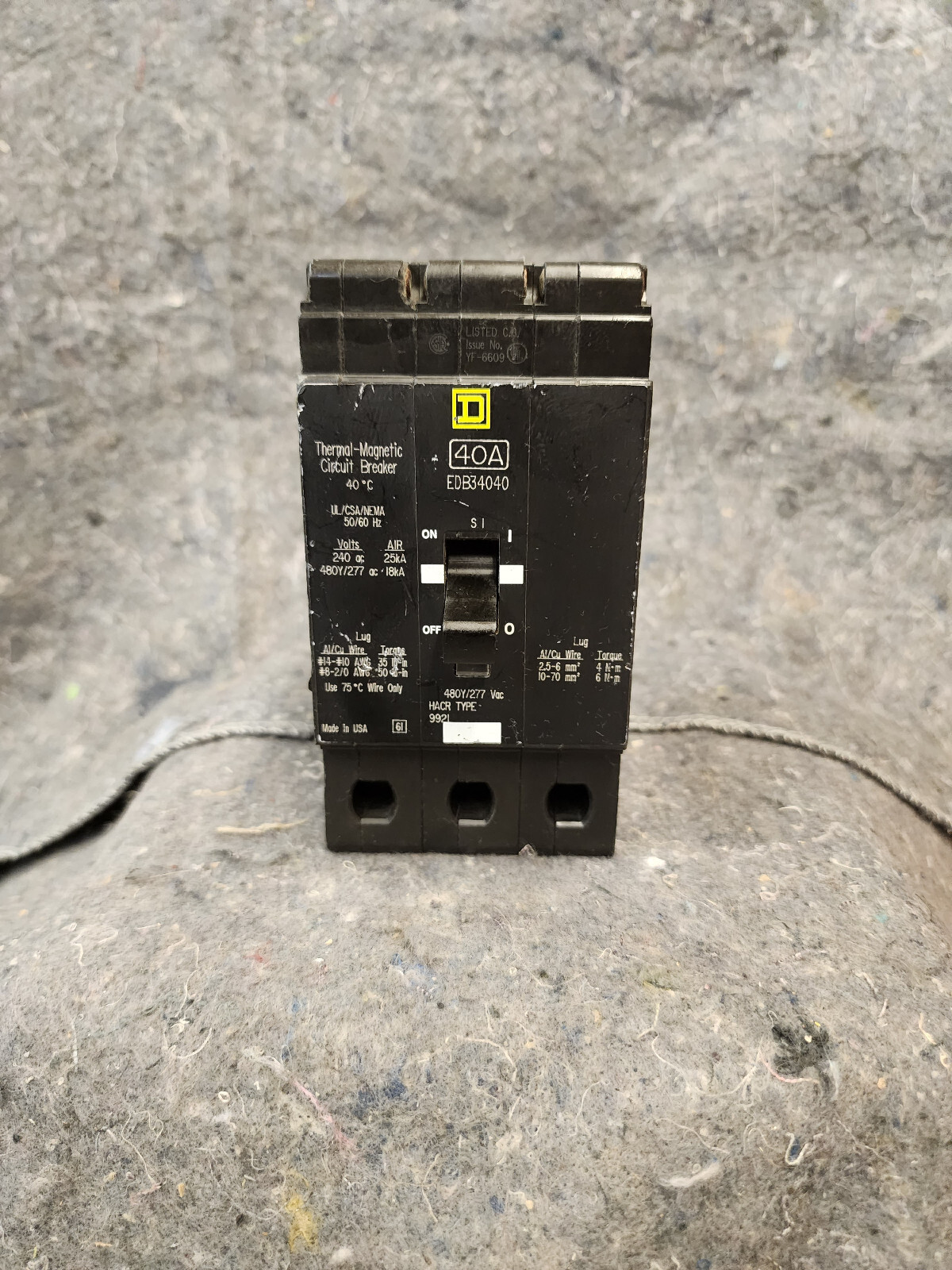 Square D EDB34040 40 Amp 480 Volt 3 Pole Bolt On Circuit Breaker | eBay