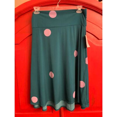 NWT LuLaRoe Azure XL Teal and Violet Polka Dot Skirt Midi Full Swingy ...