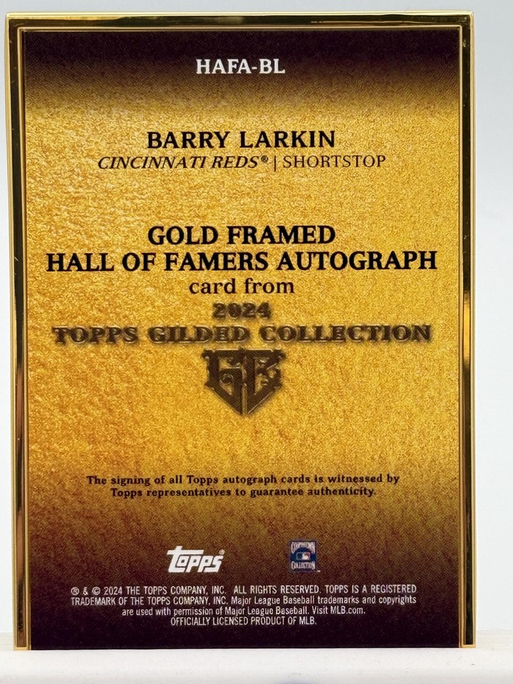 Barry Larkin 2024 Topps Gilded Hall of Famers Auto Rose Gold /50 #HAFA ...