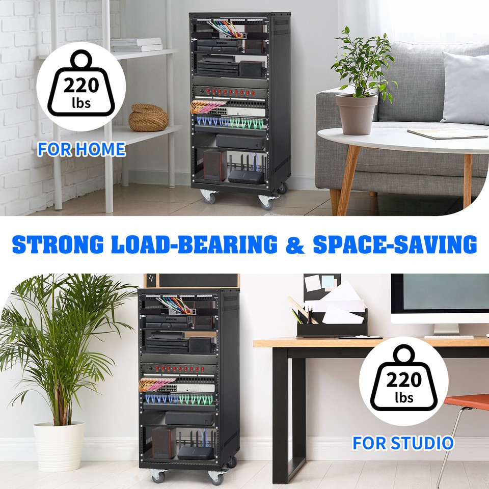 19' 4U/16U/22U Rack Universal Open Rack Cabinet Audio Equipment Stand w ...