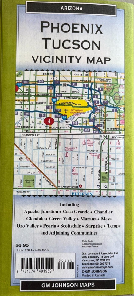 New PHOENIX/TUCSON Arizona ROAD MAP City/Vicinity AAA/GMJ/GM JOHNSON ...