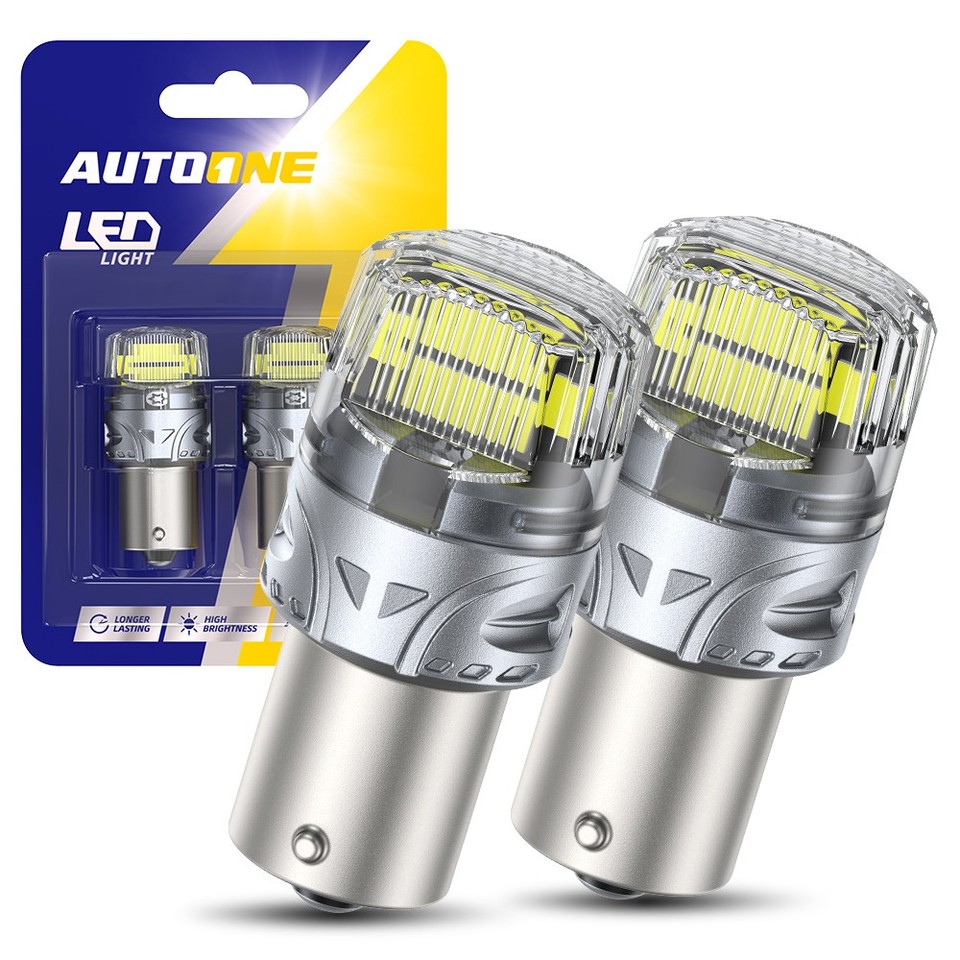2Pc AUTOONE 1156 7506 BA15S LED Reverse Brake Turn Signal Light Bulb ...