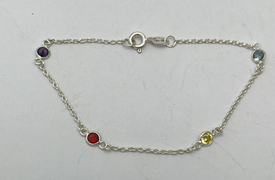 IBB TH STERLING SILVER 925 MULTI STONE THIN ROPE BRACELET - 7" | eBay