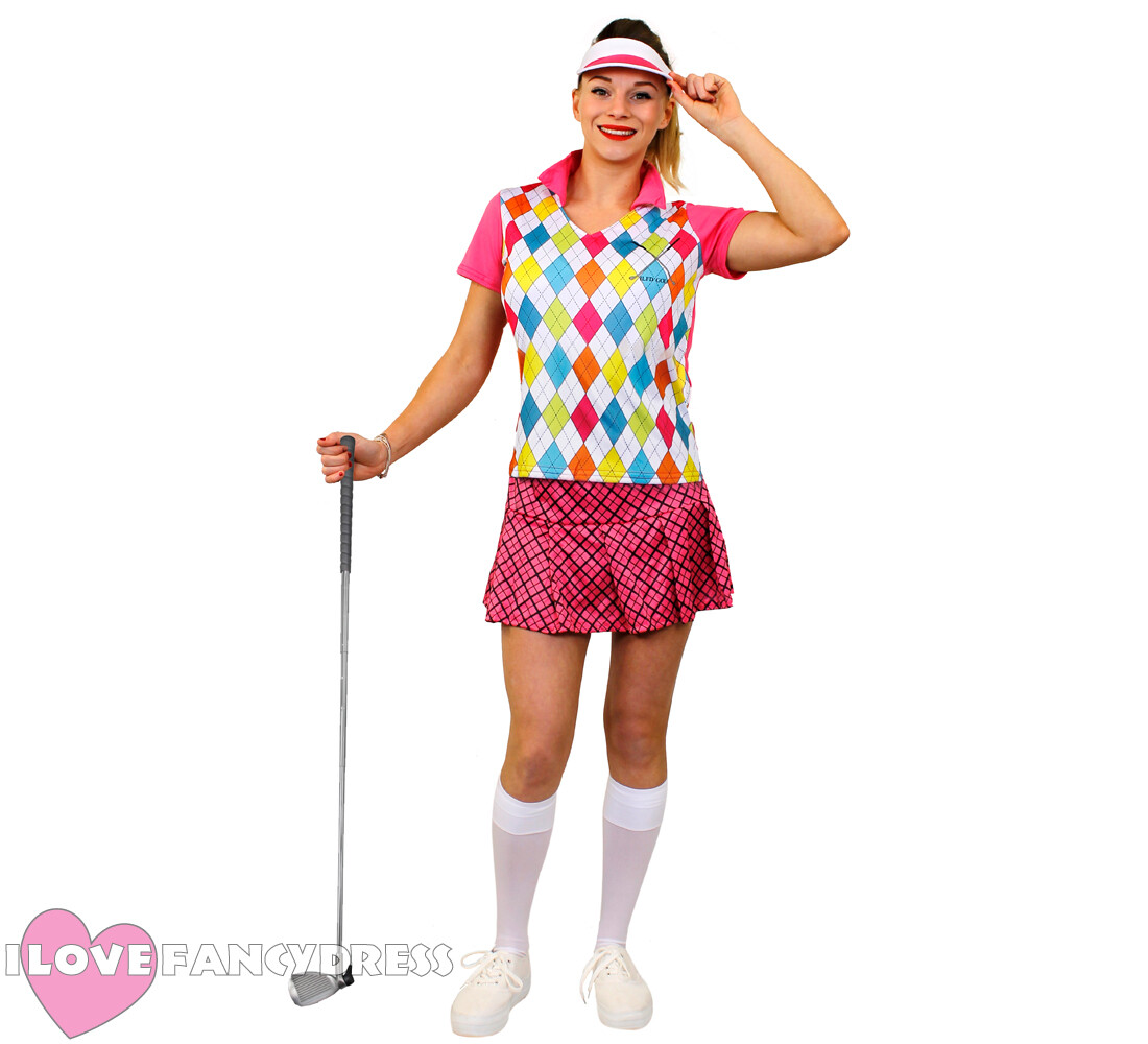 LADIES GOLFER COSTUME GOLFING FANCY DRESS PUB GOLF HEN PARTY ADULT ...