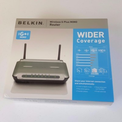 Belkin Wireless G Plus MIMO Router 54Mbps Wider Coverage 4-Port NIB ...