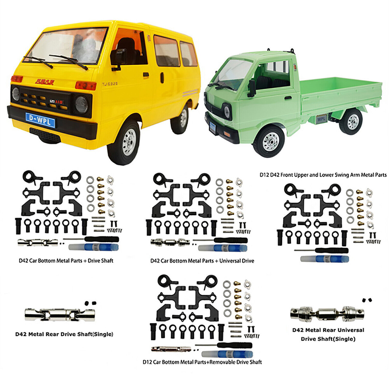 Front Upper Lower Swing Arm Drive Shaft Kit Metal Upgrade Parts for WPL ...