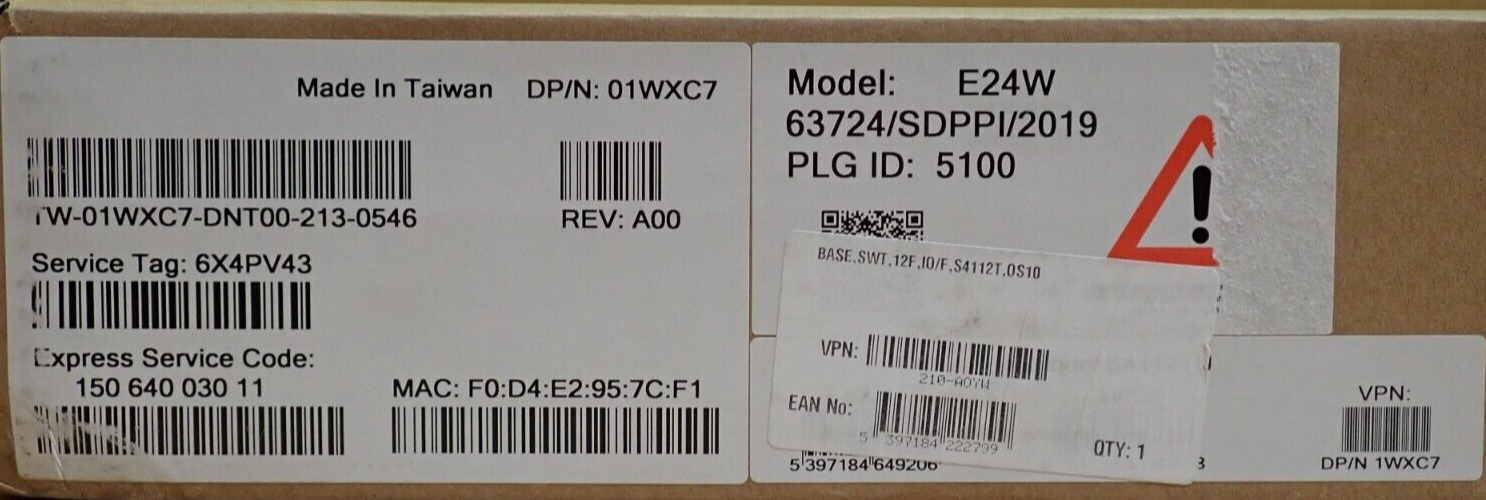 NEW Dell PowerSwitch S4112T-ON 12x 10GbE RJ45 + 3x 100Gb QSFP28 L3 ...
