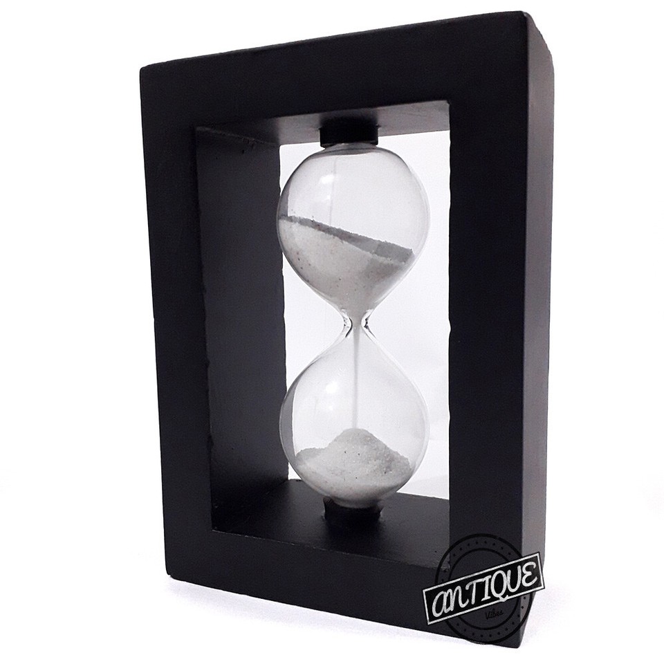 Vintage Sand Hourglass Timer Square Wood Tabletop Decor Gift For Office ...