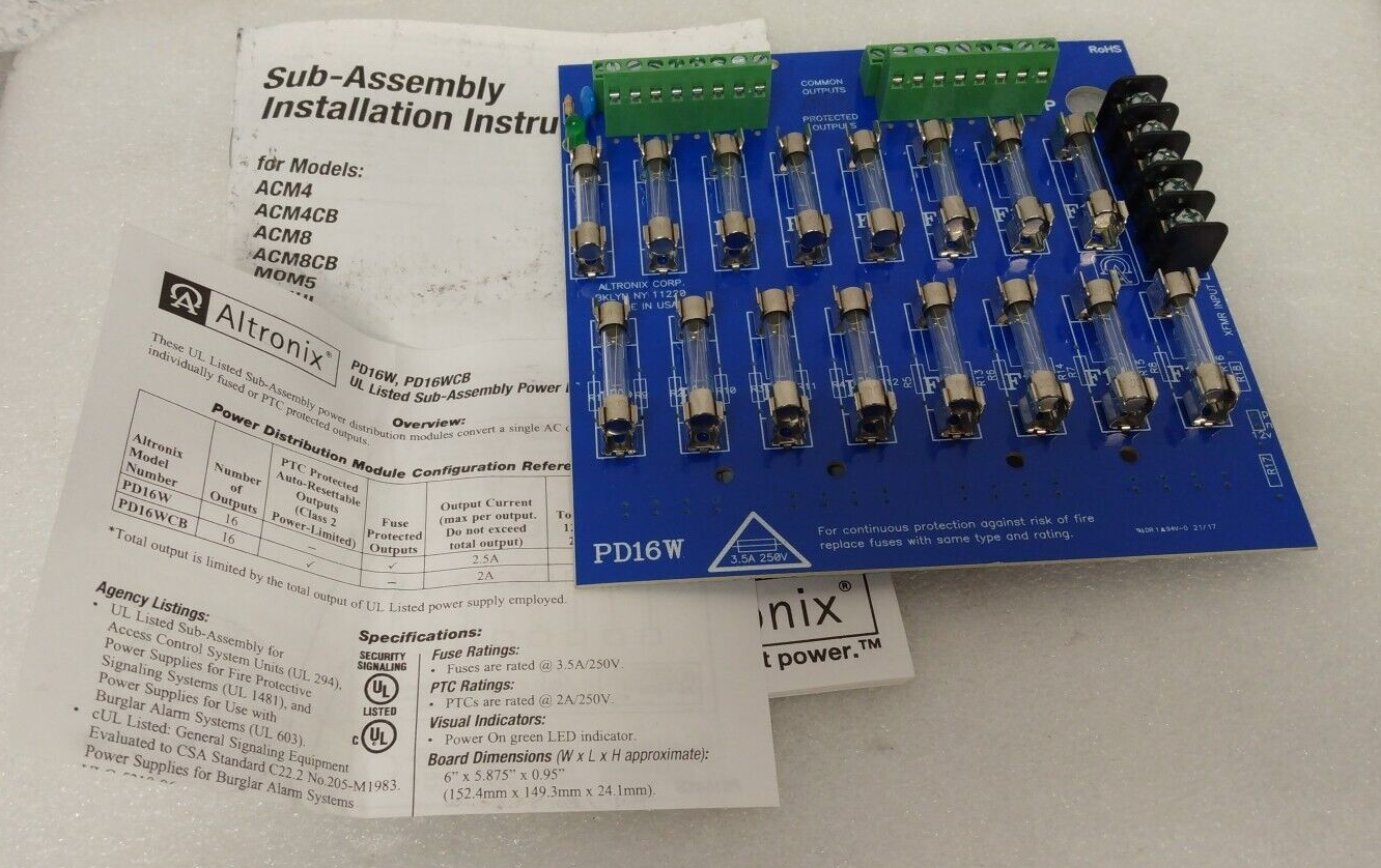 Altronix Power Distribution Module 16 Fused Outputs 28VAC/VDC Board ...